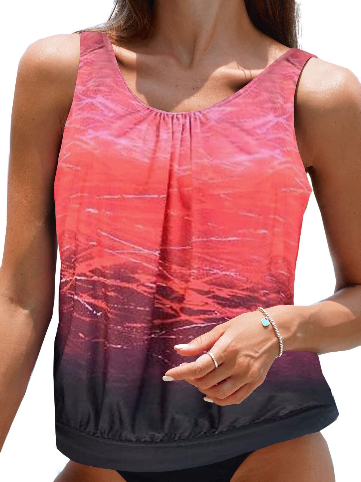 BIKINX Tankini Top Swimsuit Tops for Women Modest Tummy Control Swim ...