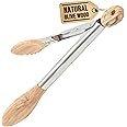 Amazon.com: Boxiki Kitchen Tongs for Cooking with Wooden Tips - Wooden ...