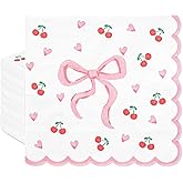 Amazon.com: JarThenaAMCS 50Pcs Pink Bow Cherry Napkins Cherries Bows ...