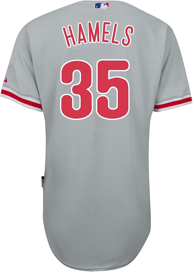 MLB Philadelphia Phillies Cole Hamels Seis botón Cool Base auténtico ...