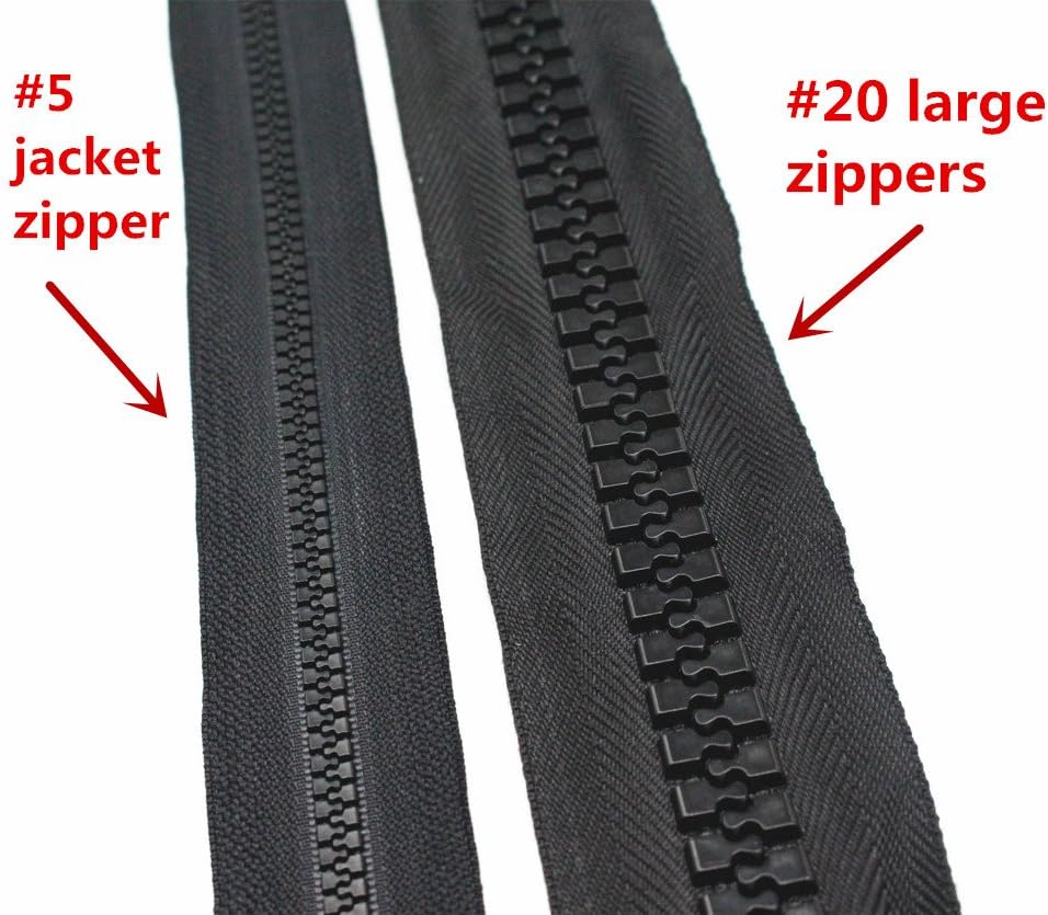 YaHoGa Super Large Plastic Zipper Black 14mm Wide Teeth Heavy Duty ...