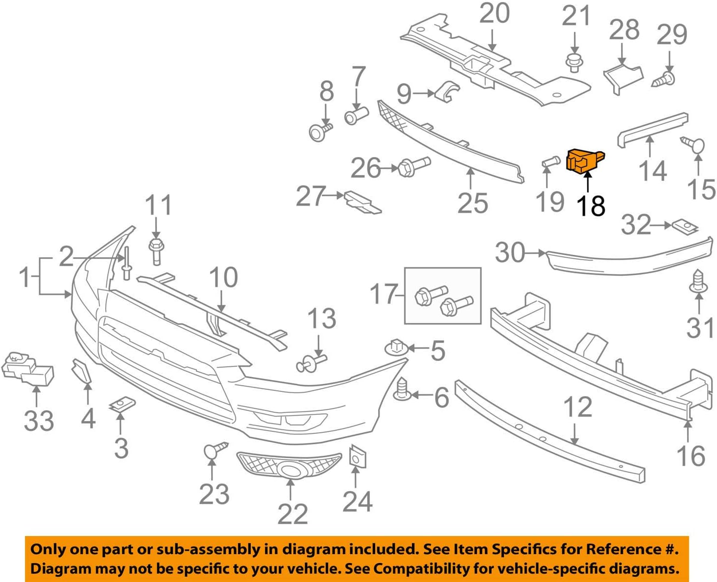 Amazon.com: MITSUBISHI 6400A852 GENUINE OEM FACTORY ORIGINAL BUMPER ...