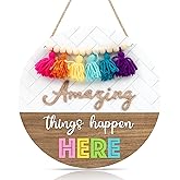 Amazon.com: Briwooody Boho 3D Amazing Things Happen Here Wooden Door ...