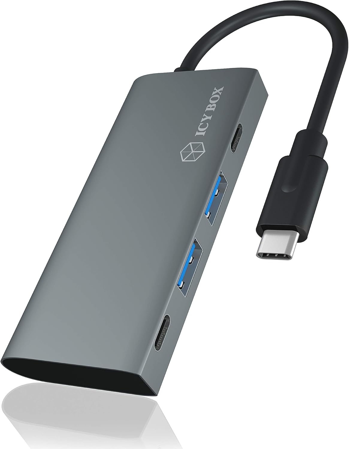 ICY BOX Hub USB 3.1 Gen 2 con 4 Puertos USB, USB 3.1 Gen2 10 Gbps, conexión USB-C, Aluminio ...