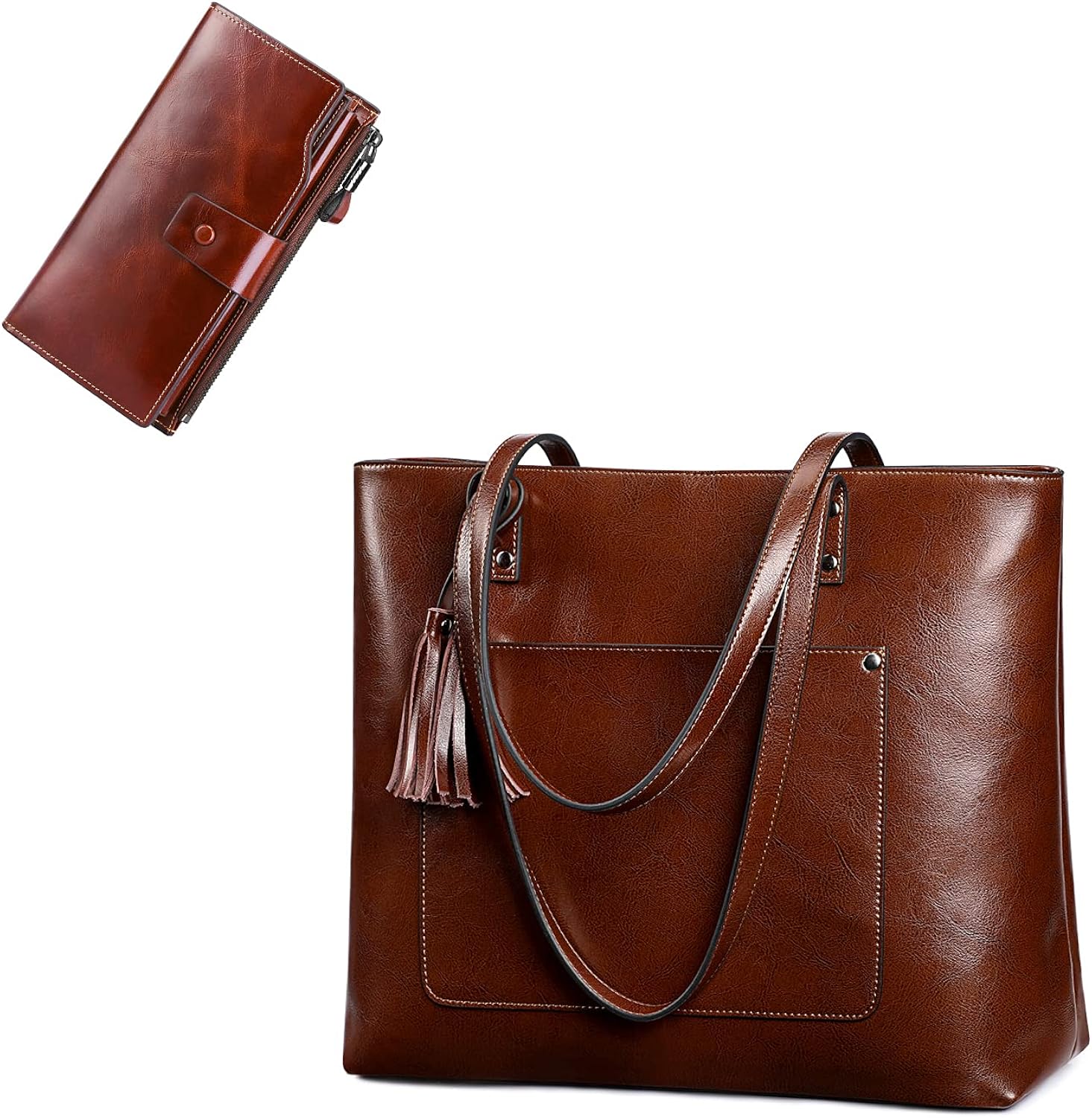 Amazon.com: S-ZONE Women Vintage Genuine Leather Shoulder Tote Bag ...