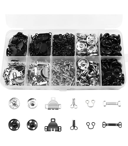 Snap Button Kit 152 Pairs 3 Styles Sewing Hooks And Eyes With Sew-on ...