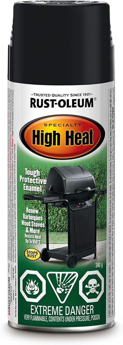 Rust-Oleum High Heat Paint BBQ Black Satin Aéro 340g (N7778830), Spray ...