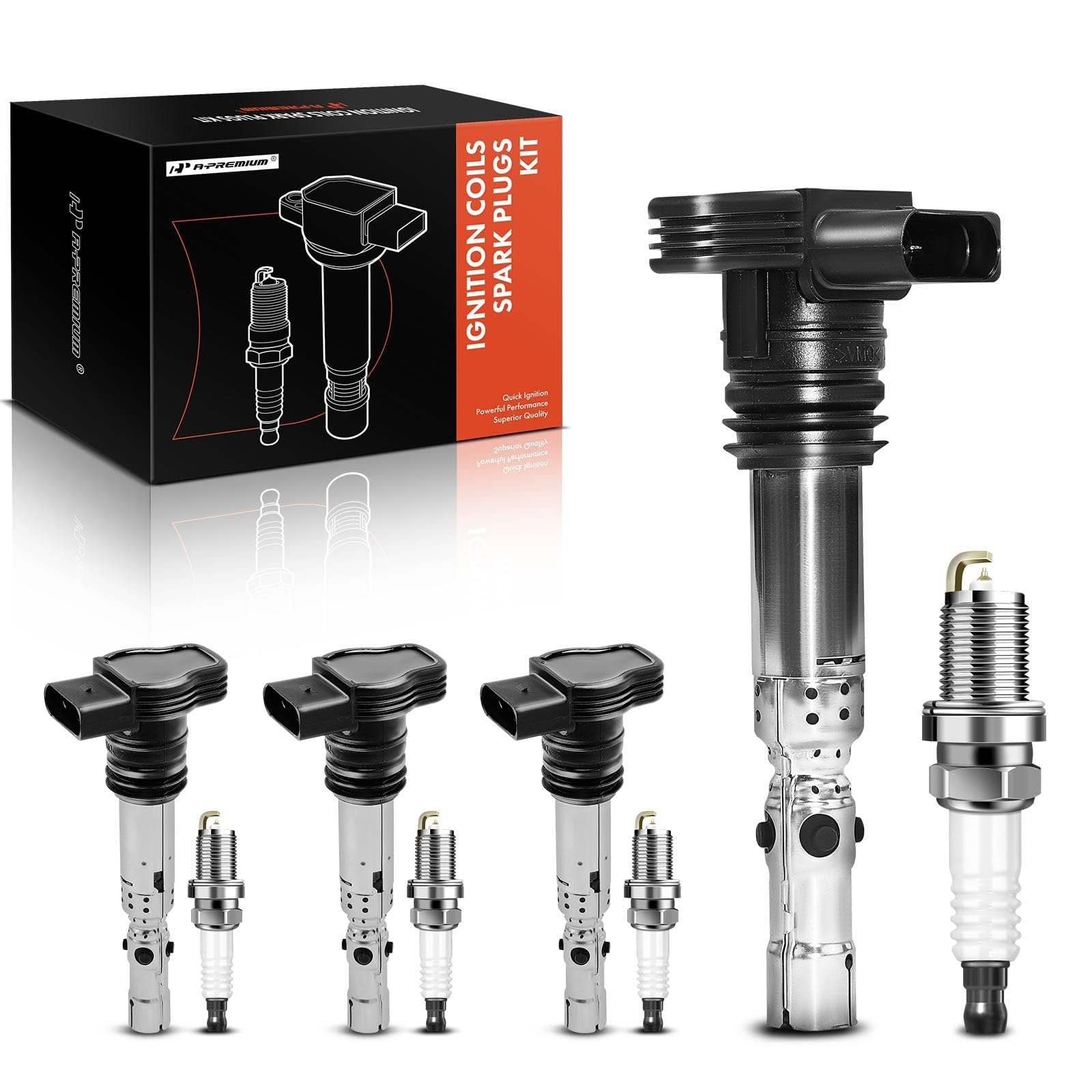 A-Premium Set of 4 Ignition Coil Pack and Iridium Spark Plugs ...