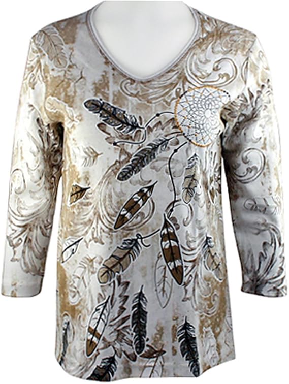 Cactus Bay - Dazzling Dreamcatcher, 3/4 Sleeve, Crew Neck Rhinestone ...