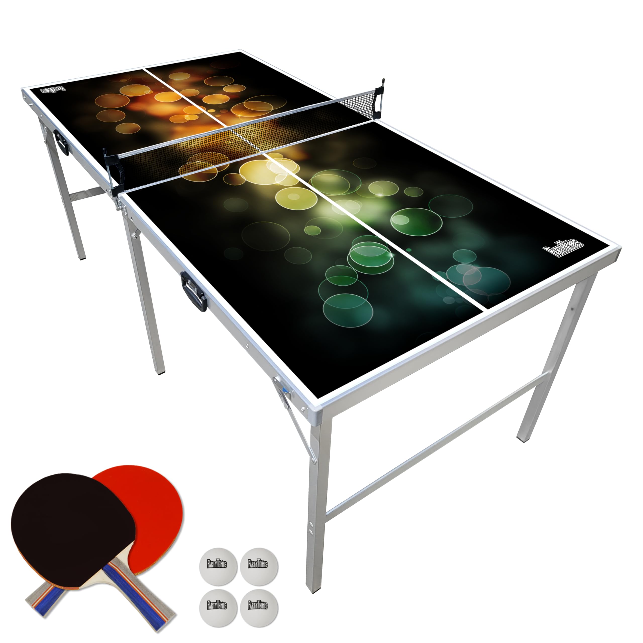 PartyLife Bubbles 6 ft x 3 ft Ping Pong Table Tennis Table w/Game Kit ...
