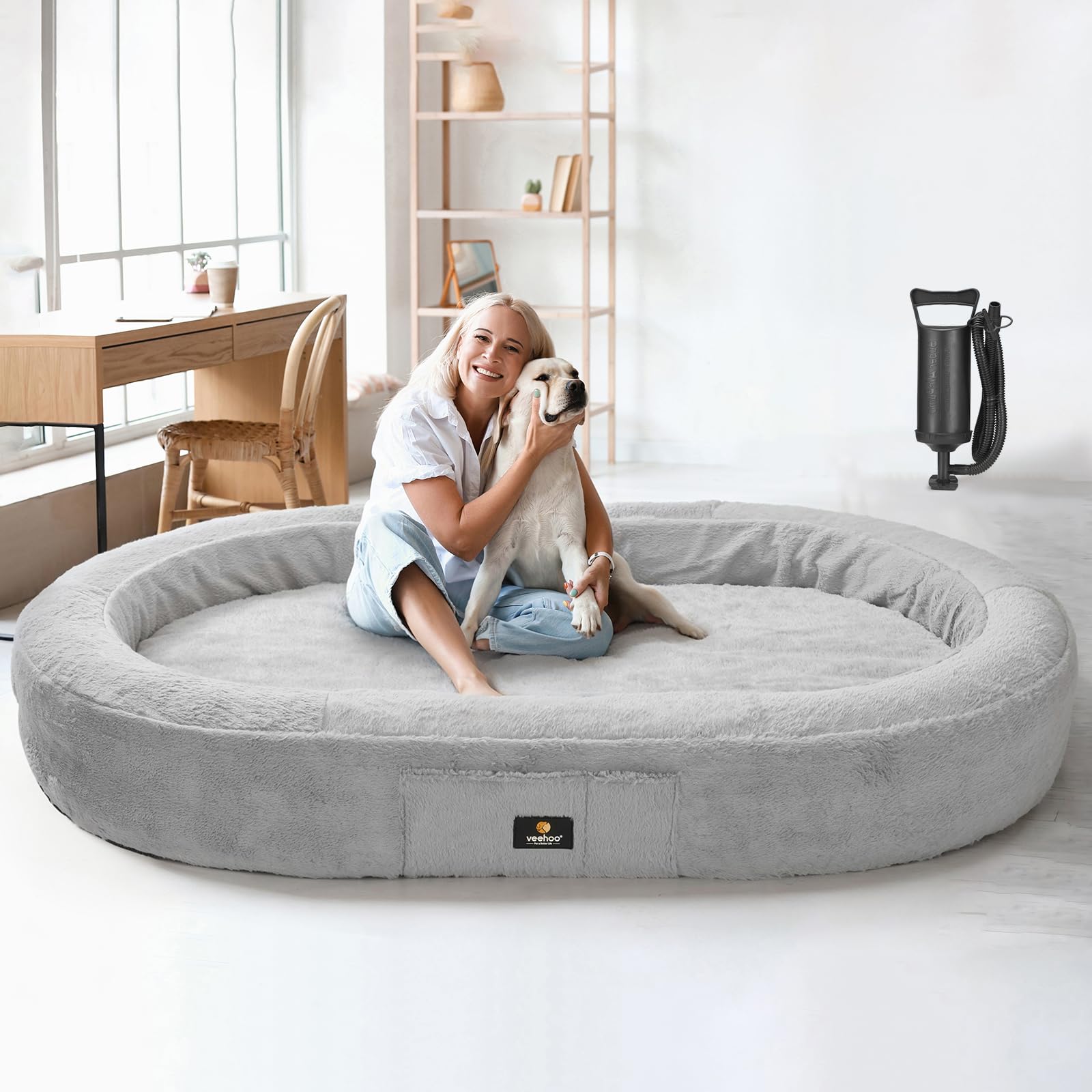 Veehoo Inflatable Human Dog Bed, Giant Human Sized Dog Bed, Soft Fur ...