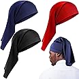 Amazon.com: 3 Pieces Satin Lined Dread Loc Cap Long Braid Cap Elastic ...