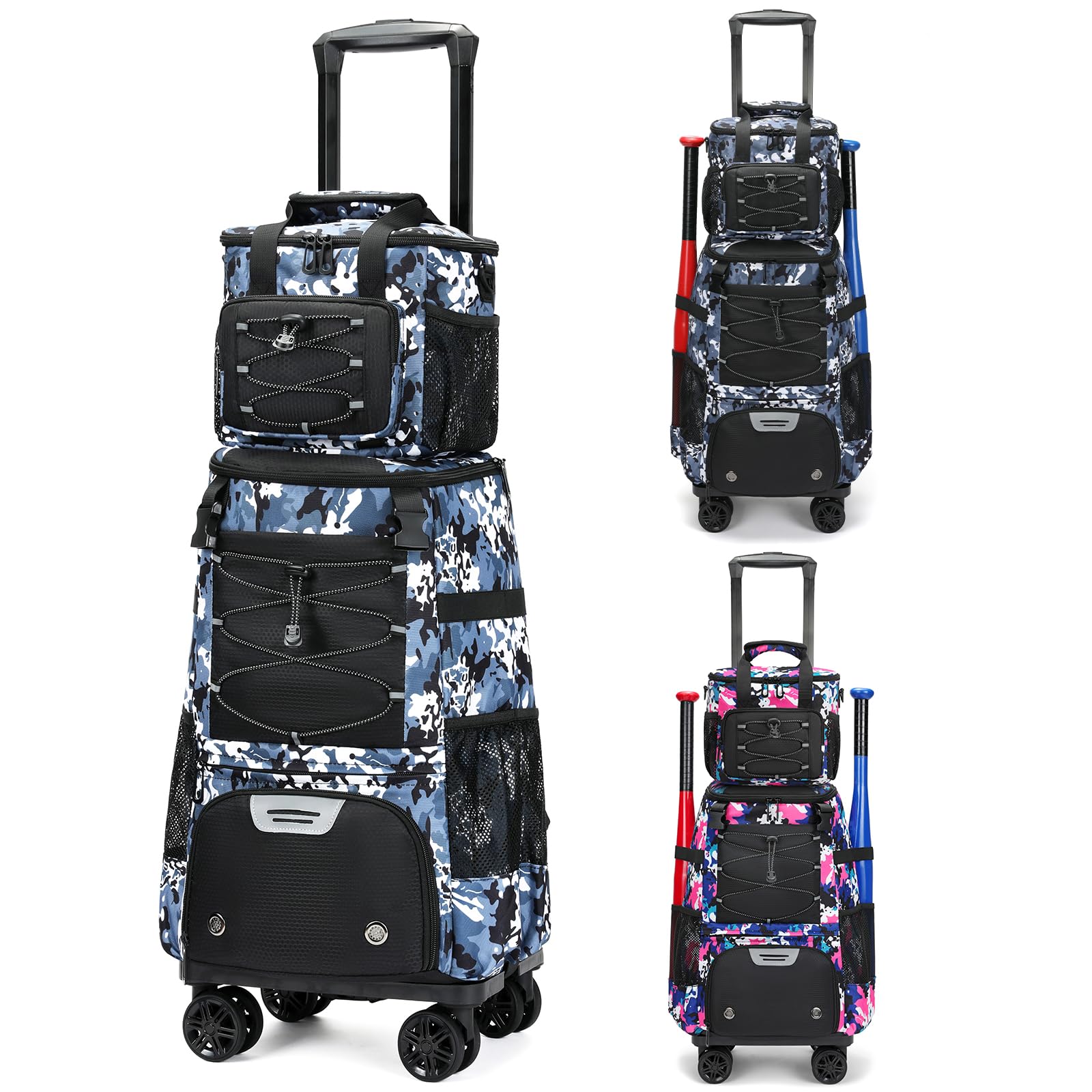 JDITVYHANO Baseball Bag, Wheeled Softball Bag, Rolling Baseball Bag ...