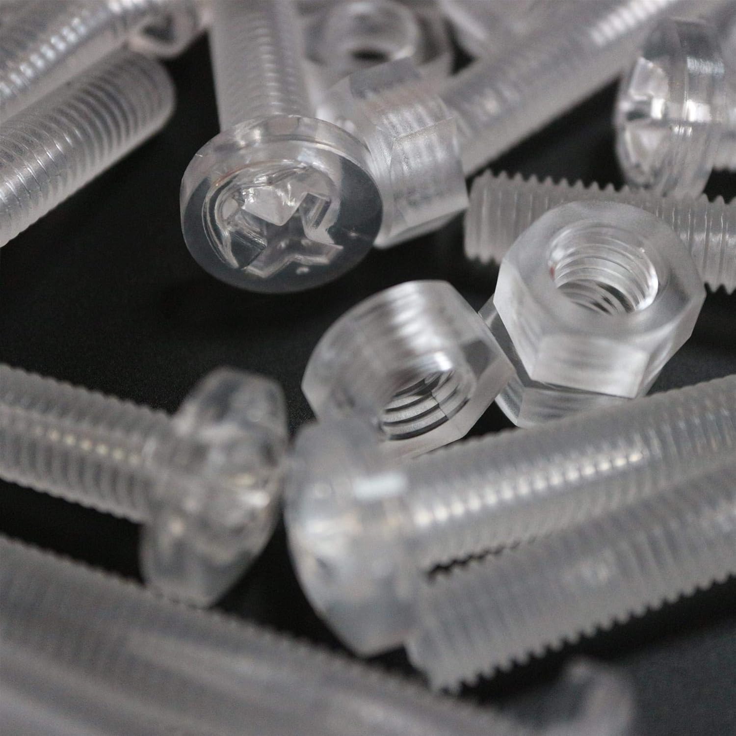 Pack of 60 Transparent Clear Plastic Acrylic M6 x 40mm Nuts & Bolts ...