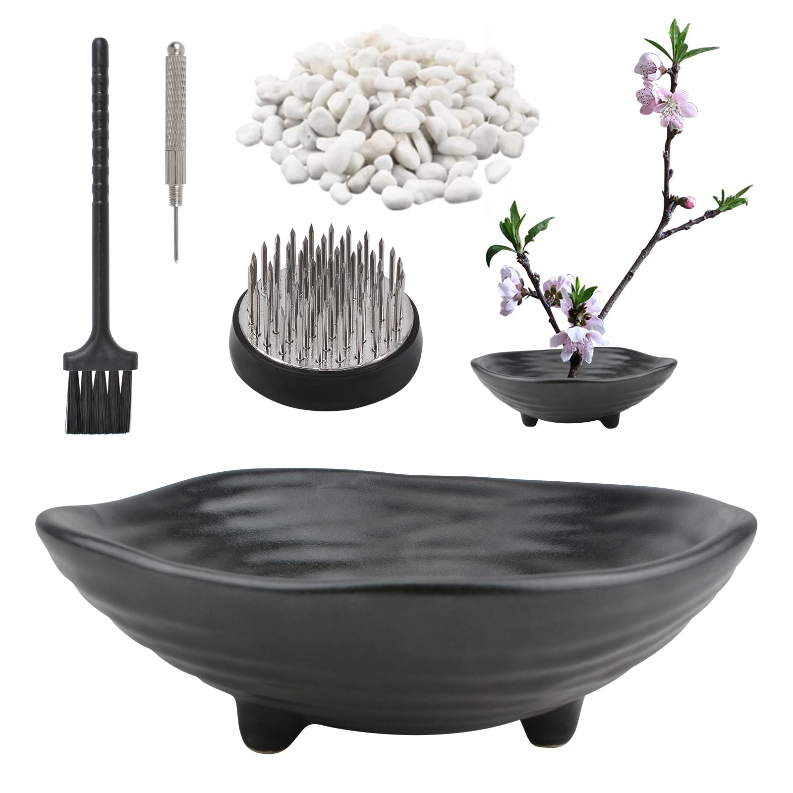 CRAFFANCY Flower Arranging Pot, Mini Irregular Ceramic Kenzan Flower ...