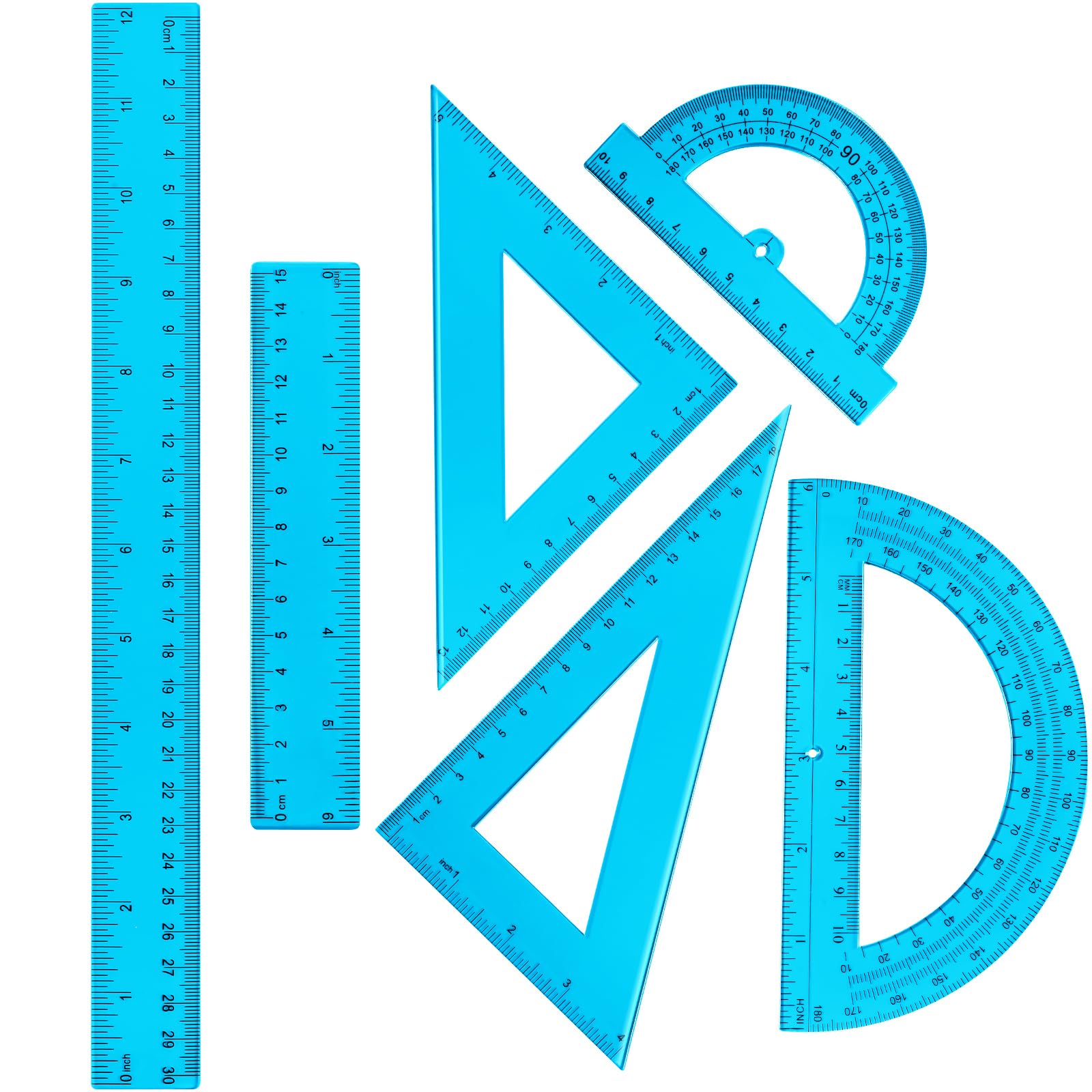 Mua Tenare 1 Set Plastic Ruler Math Set Includes Protractor, Triangle Rulers, 12 Inch 6 Inch ...