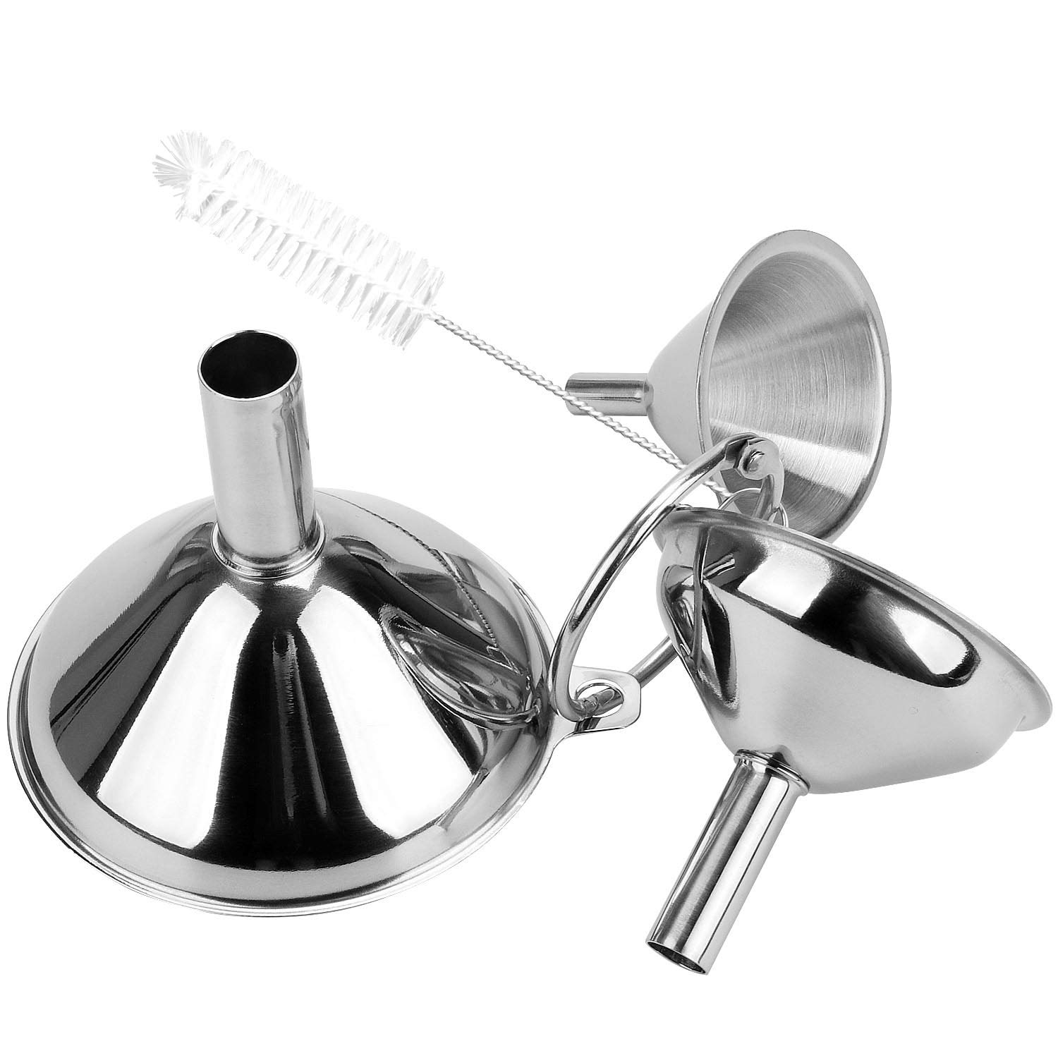 PEMOTech Edelstahl-Trichtersatz, 3er-Pack stapelbarer Kleiner Trichter ...