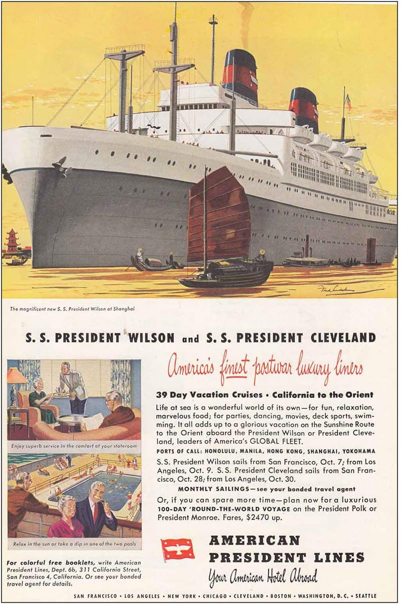 Amazon.com: RelicPaper 1948 American President Lines: SS President ...