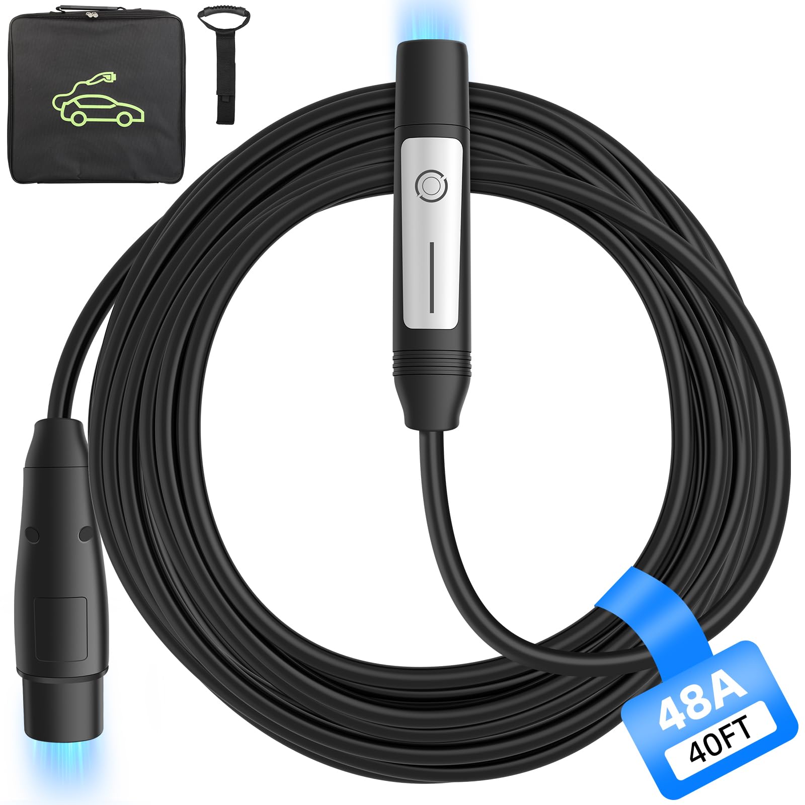40FT Tesla Extension Cord with NACS Plug,48Amp 110-240V Tesla Charger ...