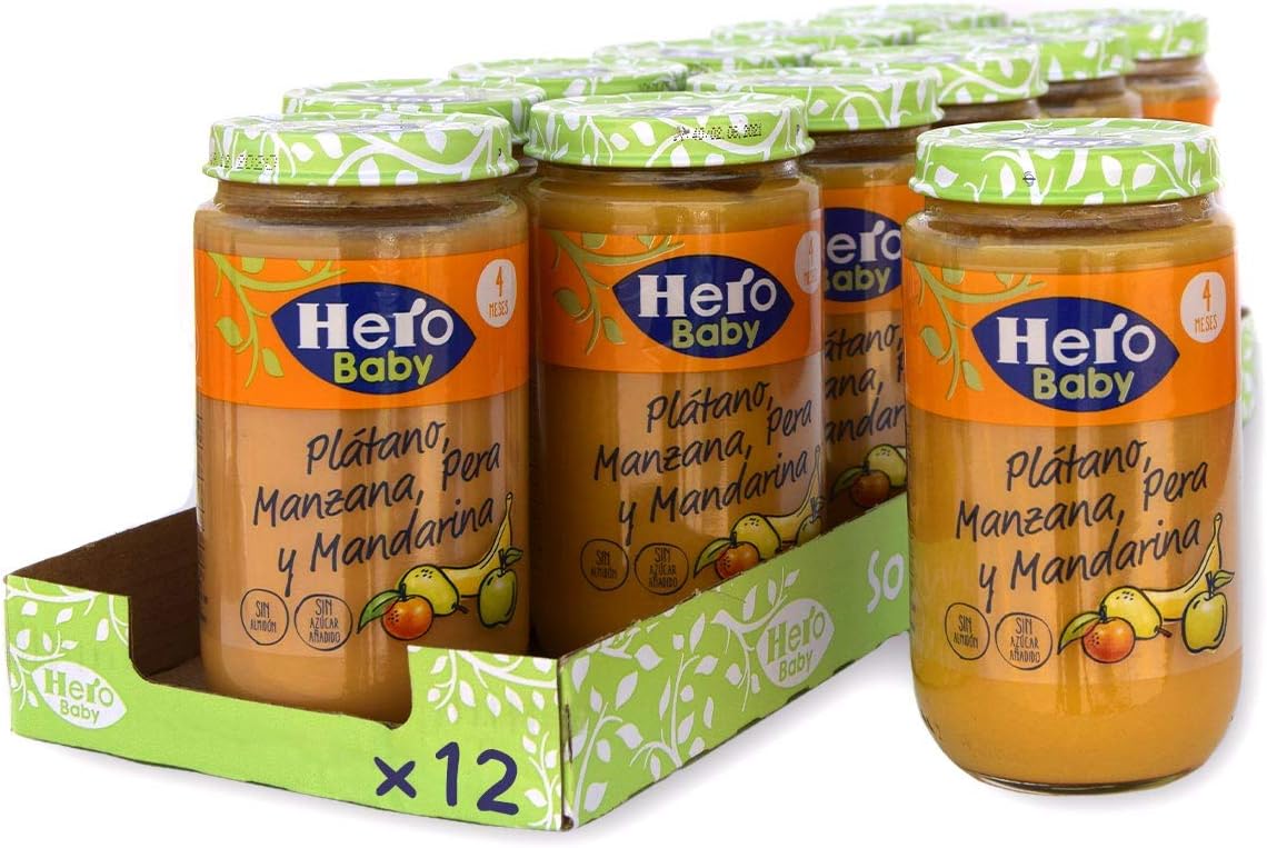 Hero Baby - Tarrito de Plátano, Manzana, Pera y Mandarina, Ingredientes ...