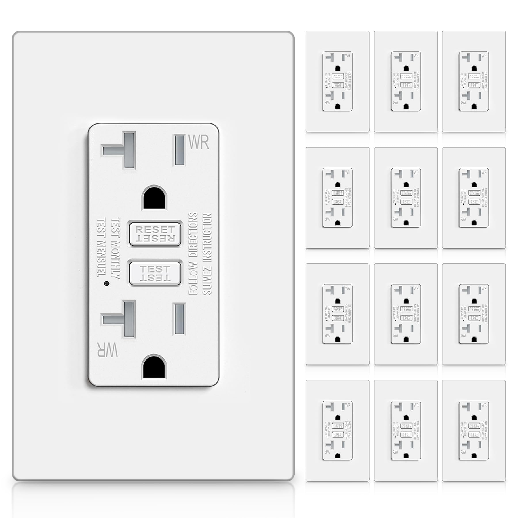 Mua 12 Pack Super Slim 20 Amp WR GFCI Outlet, Weather-Resistant ...