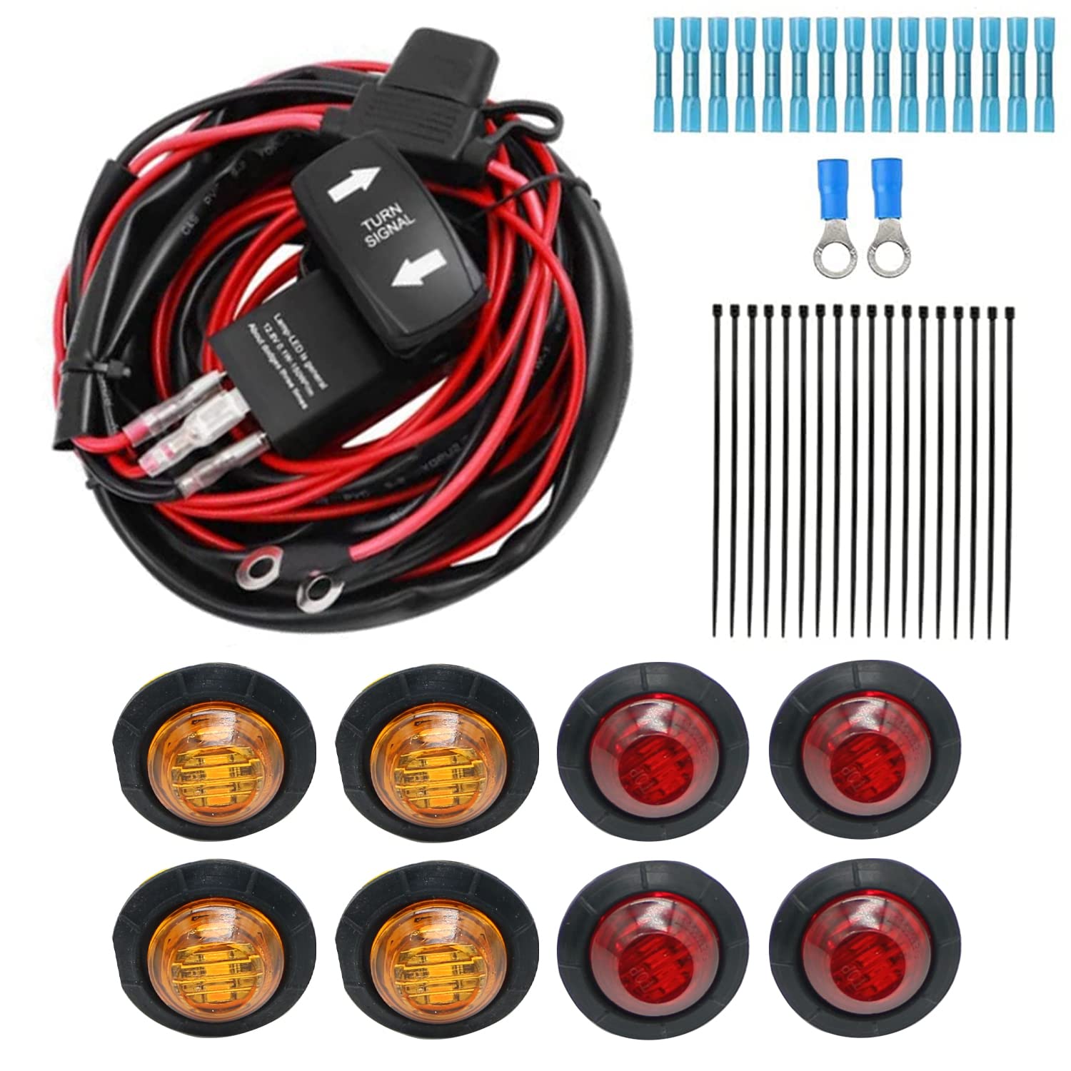 Universal Rocker Switch Turn Signal Street Legal Kit (Vertical Backlit ...