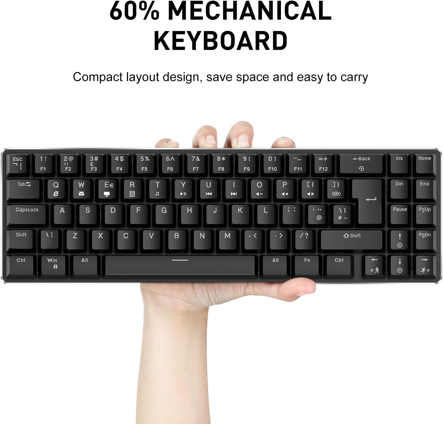 Gamenote 60% Wired Mechanical Gaming Keyboard Functional 72 Keys ...