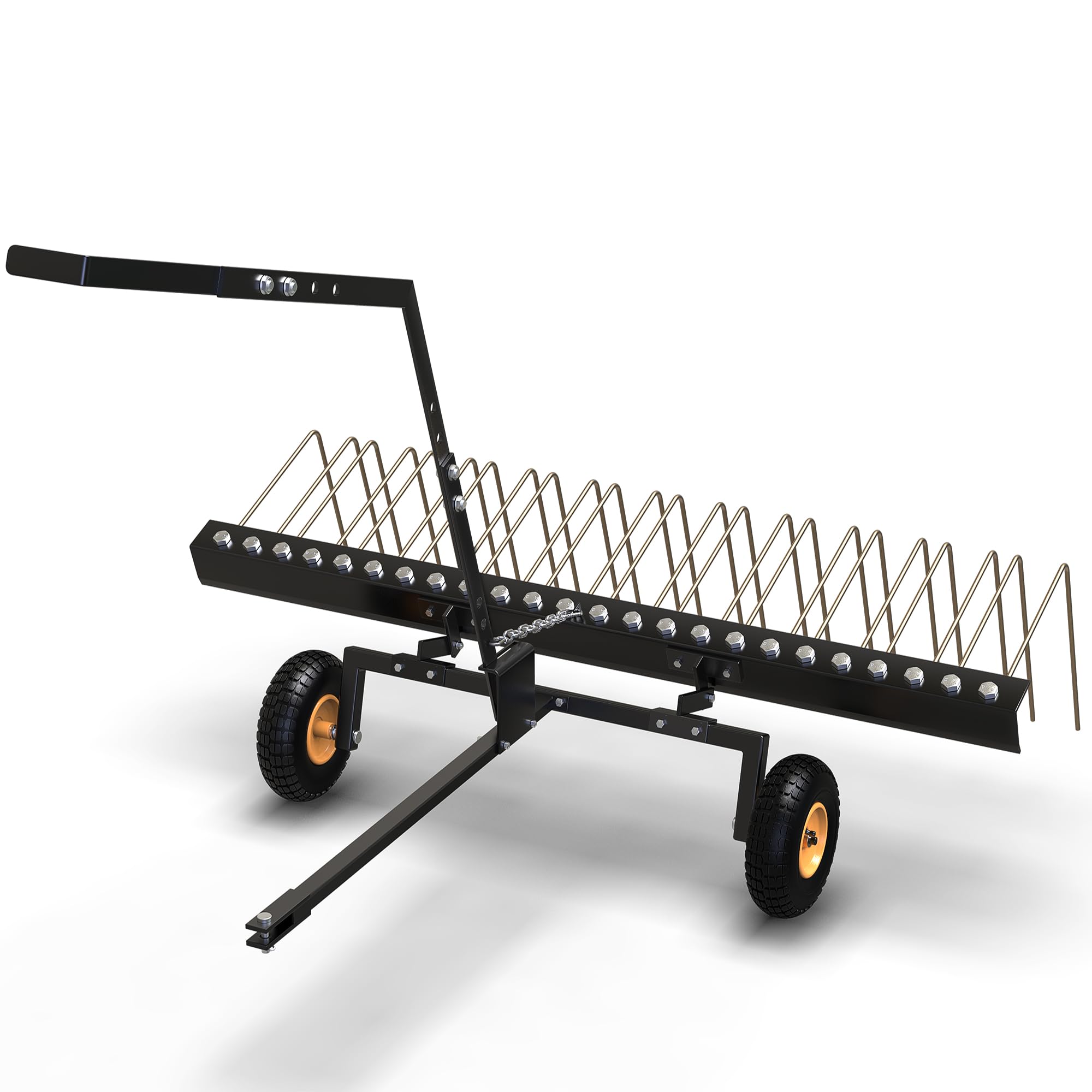 YITAMOTOR 60" Tow Behind Steel Pine Straw Rake Durable Corrosion ...