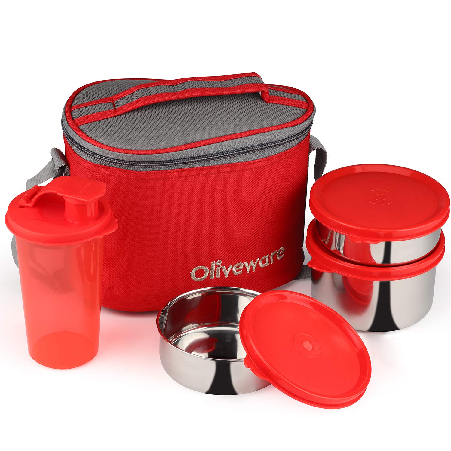 Buy Oliveware Mayo Lunch Box | 3 Stainless Steel Containers with ...