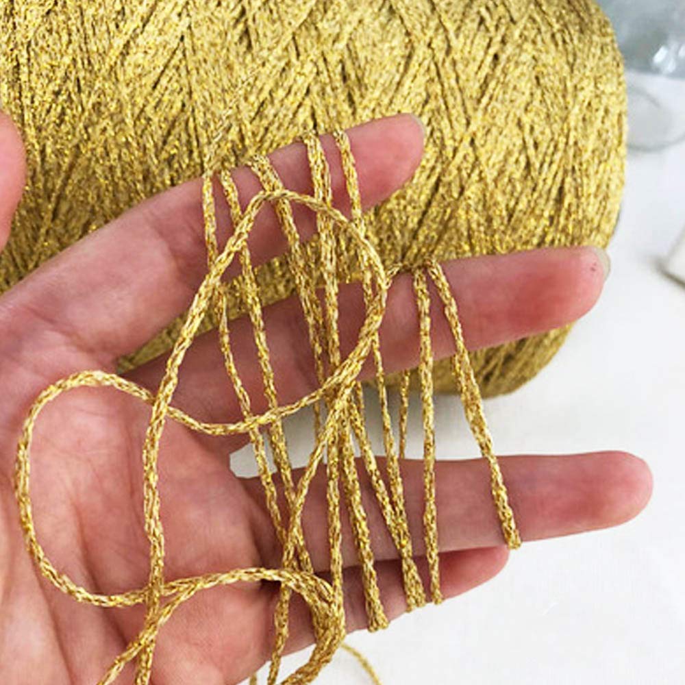 Clisil 100gram DIY Gold Yellow Lurex Thread Shining Yarn Glitter ...