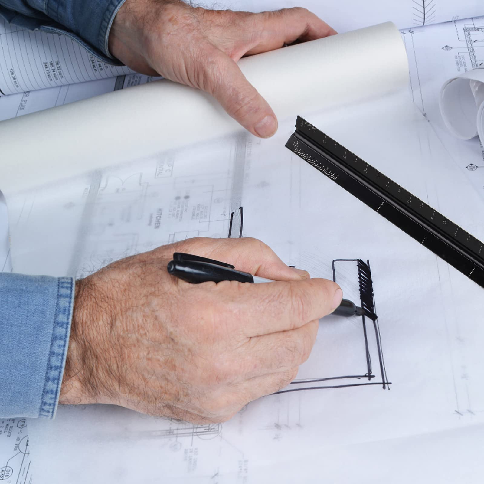 Mua 12" Architectural Scale Ruler, Aluminum Scale, Triangular Ruler ...