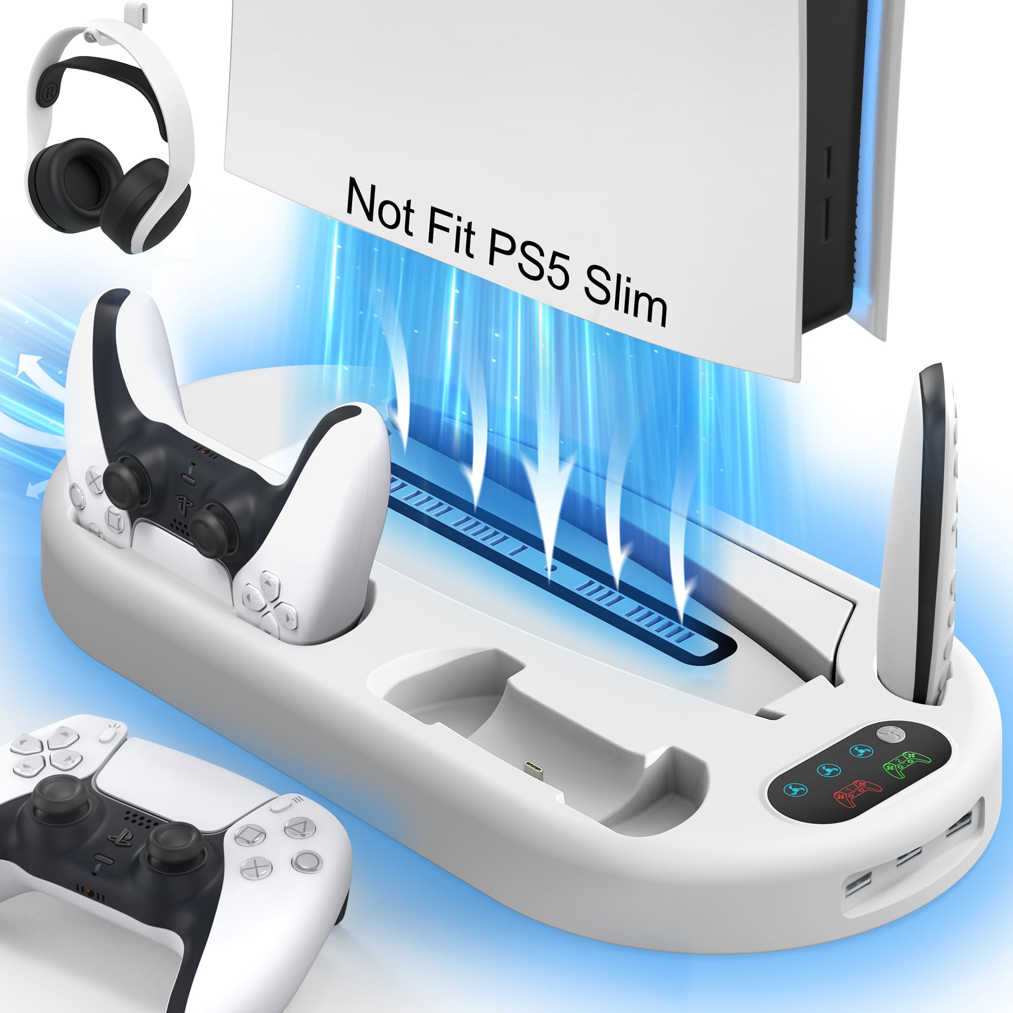 AMZDM for PS5 Stand Cooling Station with Dual PS5 Charging Station ...
