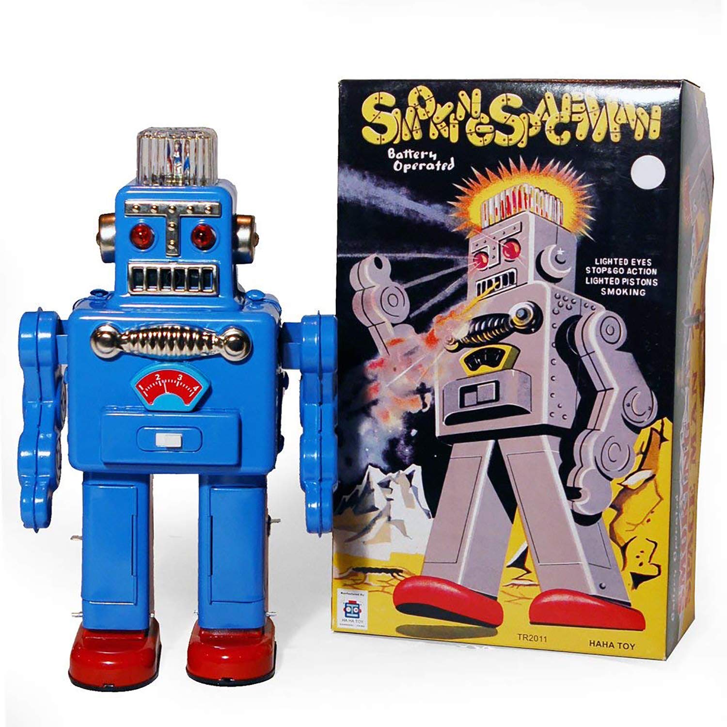 SMOKING ROBOT - Retro Tin Collectable Ornament - Blue: Amazon.co.uk ...