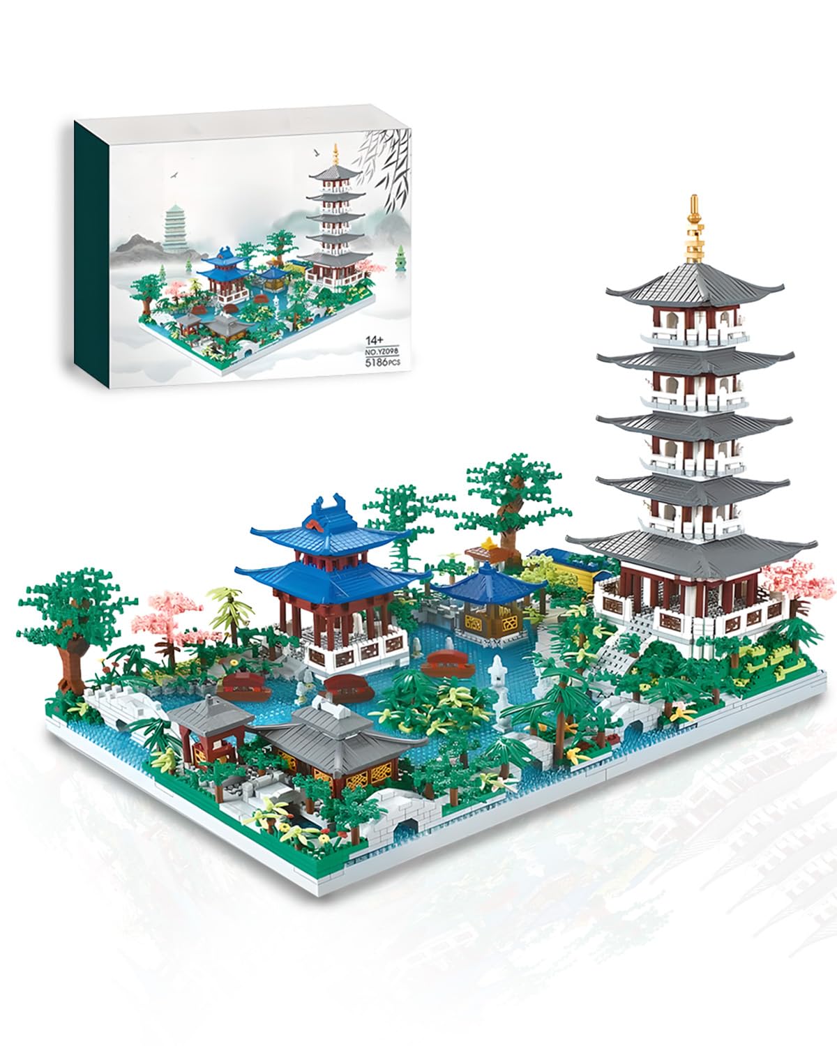 Kimiangel Chinese Architecture Mini Blocks Set, Large Tower West Lake ...