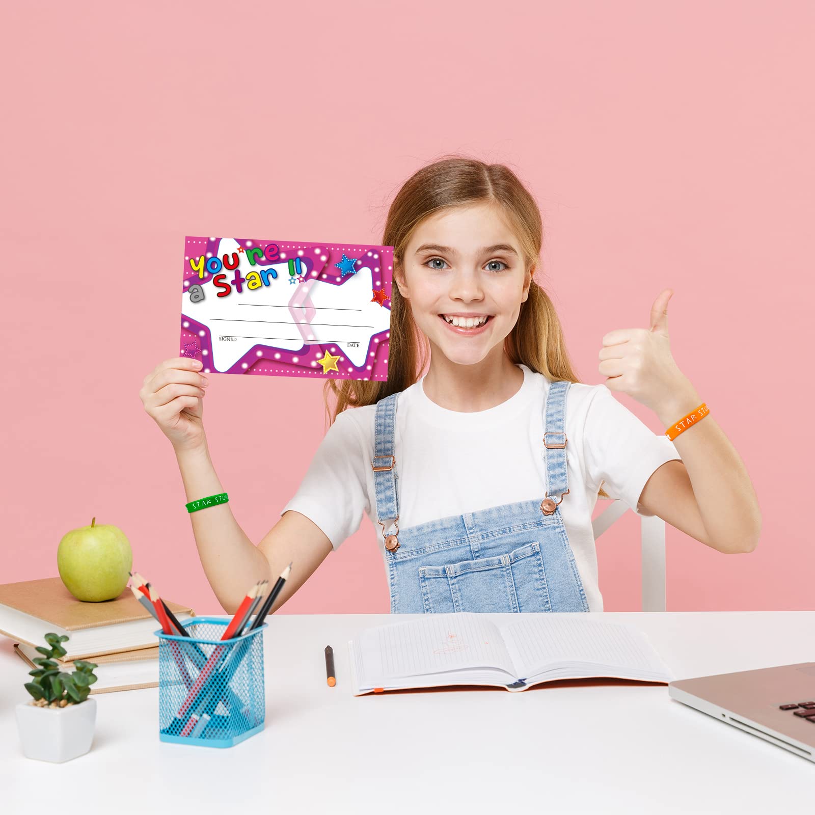 Mua Junkin 32 Pcs Star Student Certificate Award Wristband Happy ...