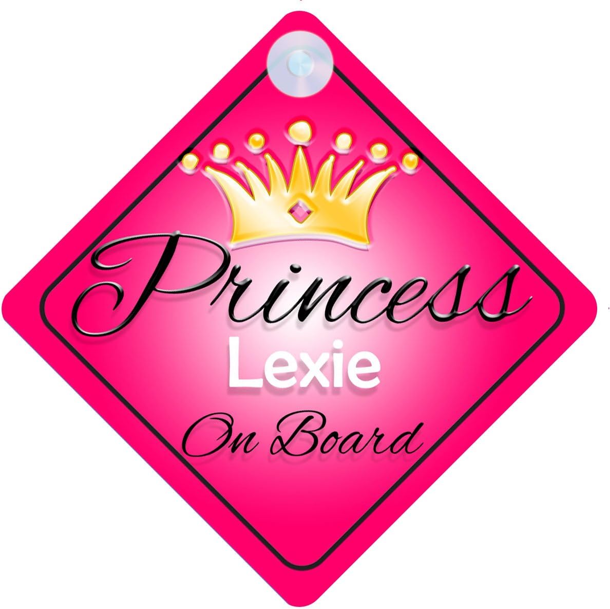 Princess Lexie On Board Personalised Girl Car Sign Baby / Child Gift ...
