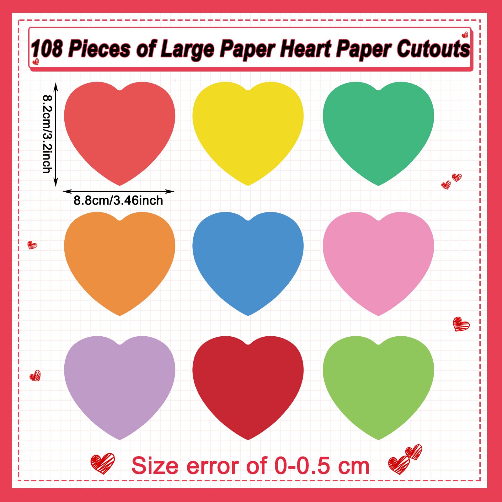 Mua Geyee 108 Pcs Heart Cutouts Paper Heart Bulletin Board Cutouts ...