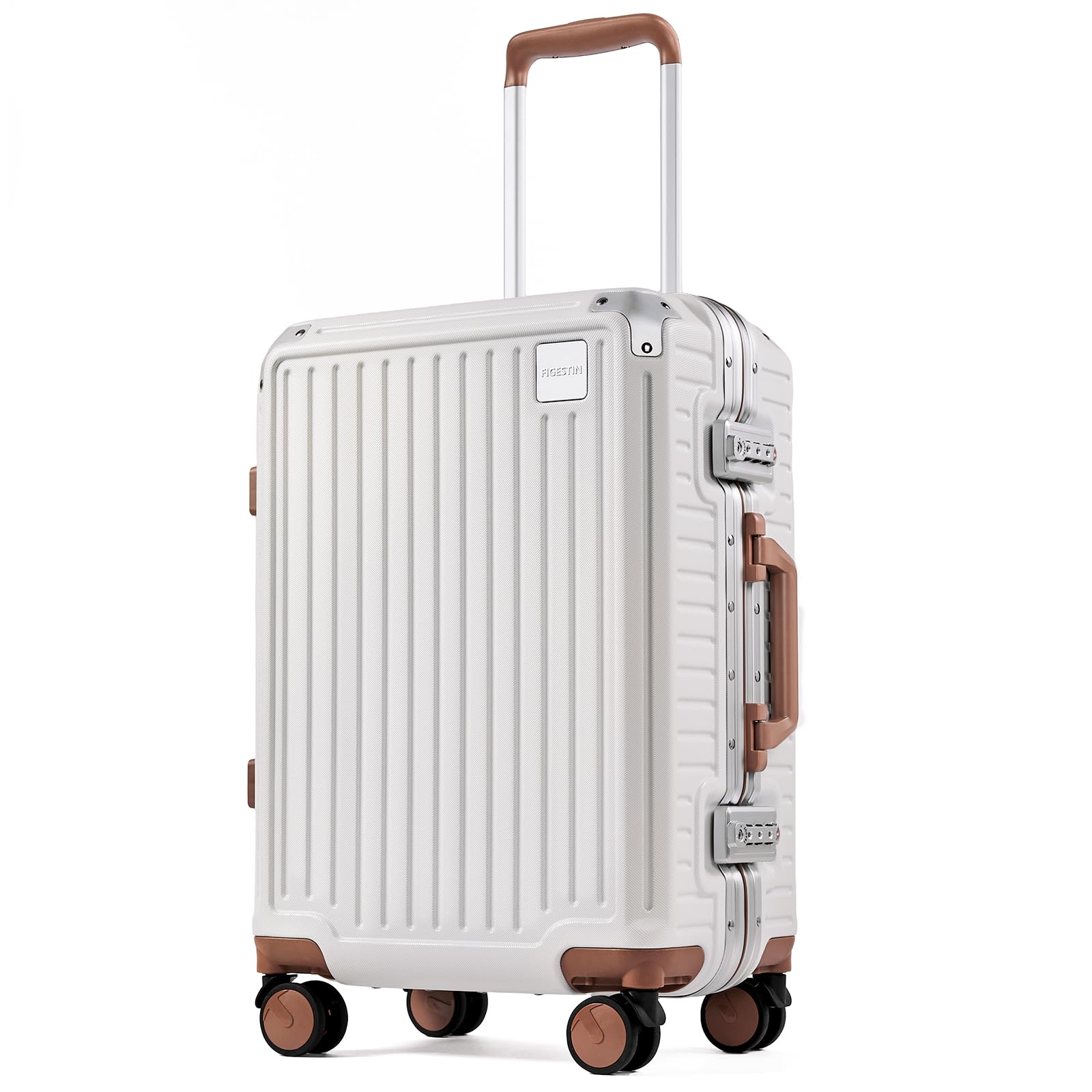 FIGESTIN Carry on Luggage Airline Approved, Aluminum Frame Hard Shell ...