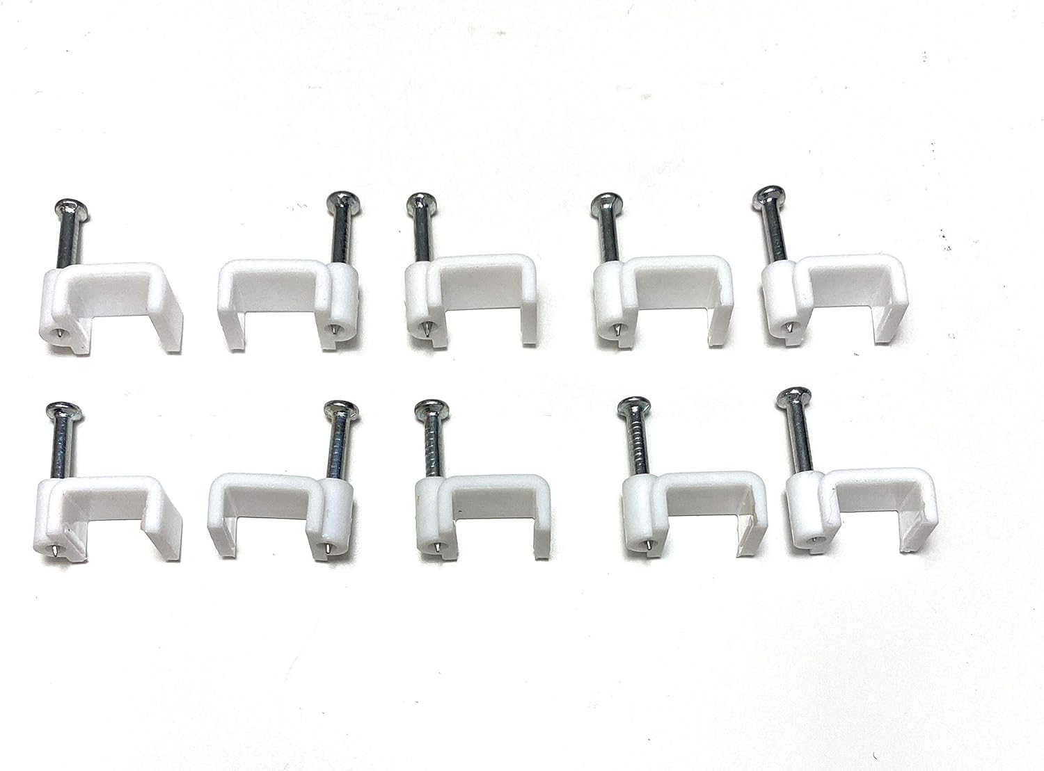 White Plastic Flat Electrical Wire Cable Clips TV Phone Internet Lead ...