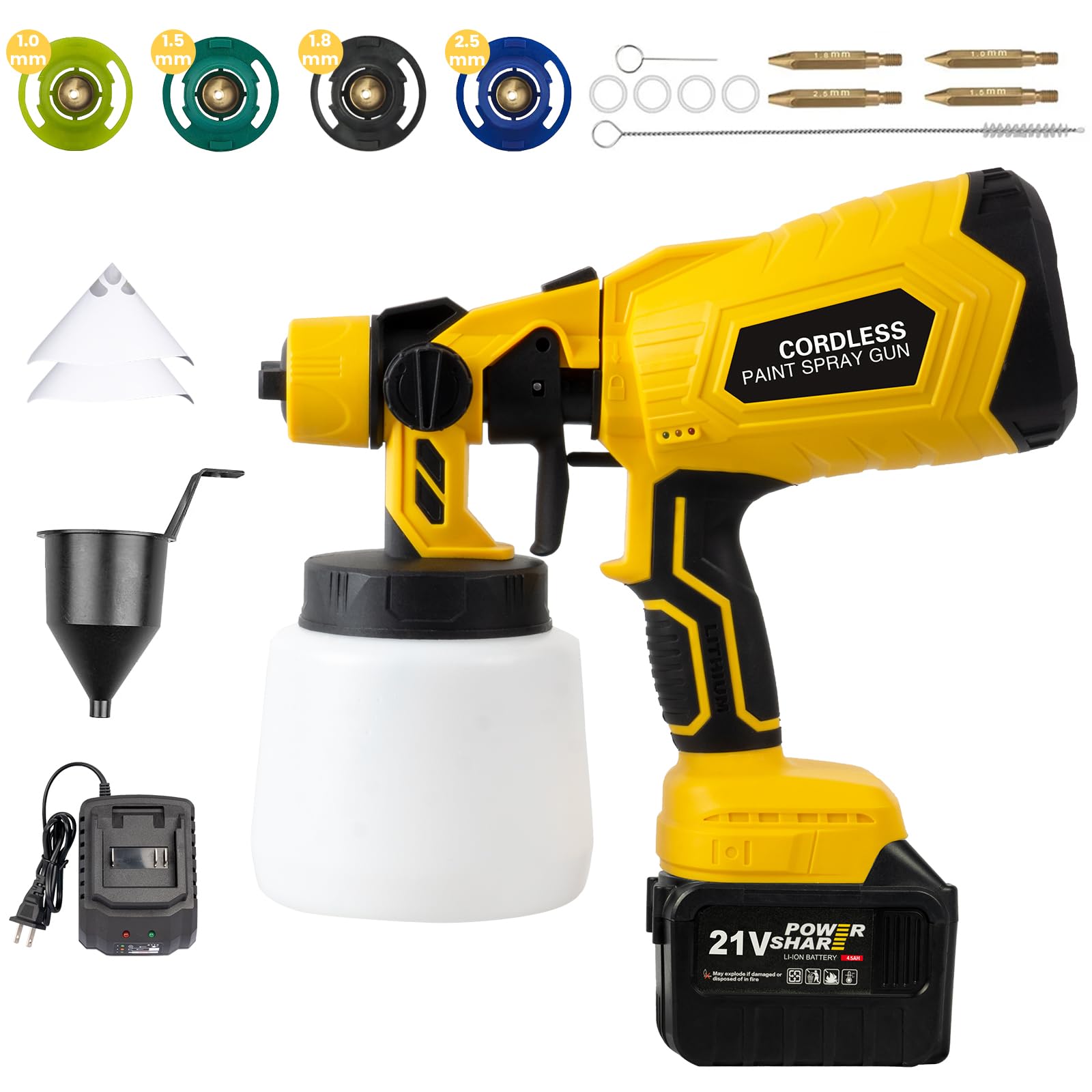 Cordless Paint Sprayer with 4500 mAh Rechargeable Battery.Battery, HVLP ...