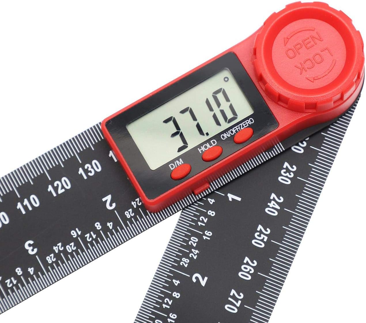 TOPWAY Digital Angle Finder & Carbon Fibre Ruler + Protractor 200mm 0 ...
