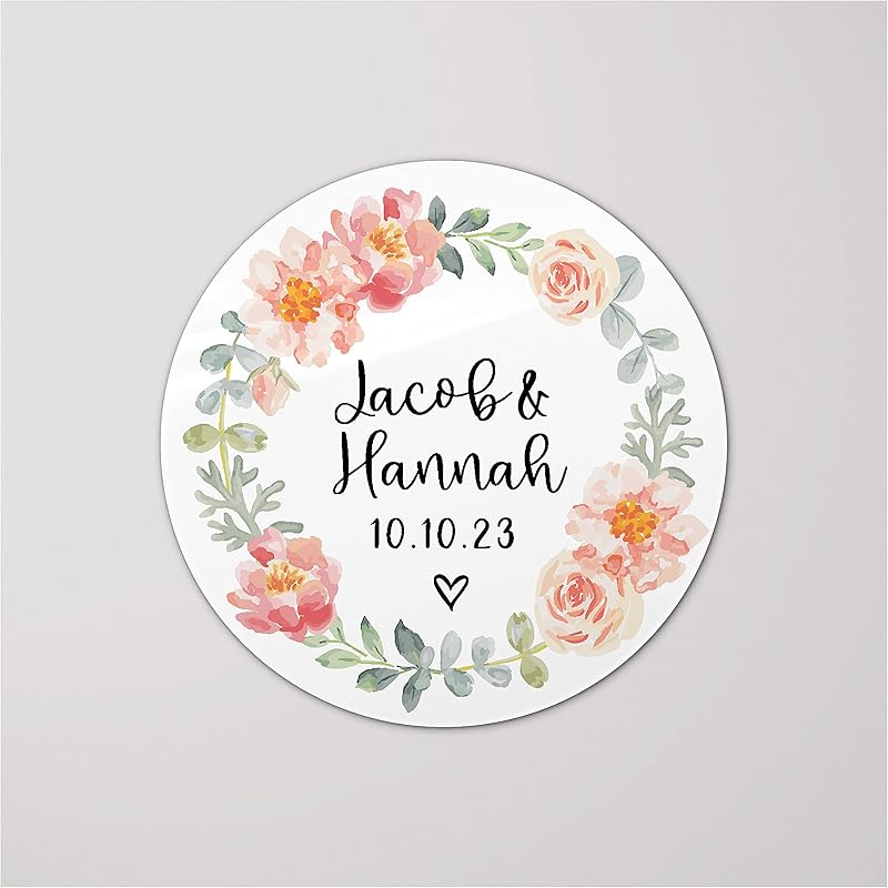 Wedding name stickers, Personalised with your surname (names) and date ...