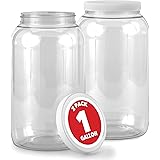 Amazon.com: Stock Your Home 1 Gallon Clear Plastic Jars with Lids (1 ...