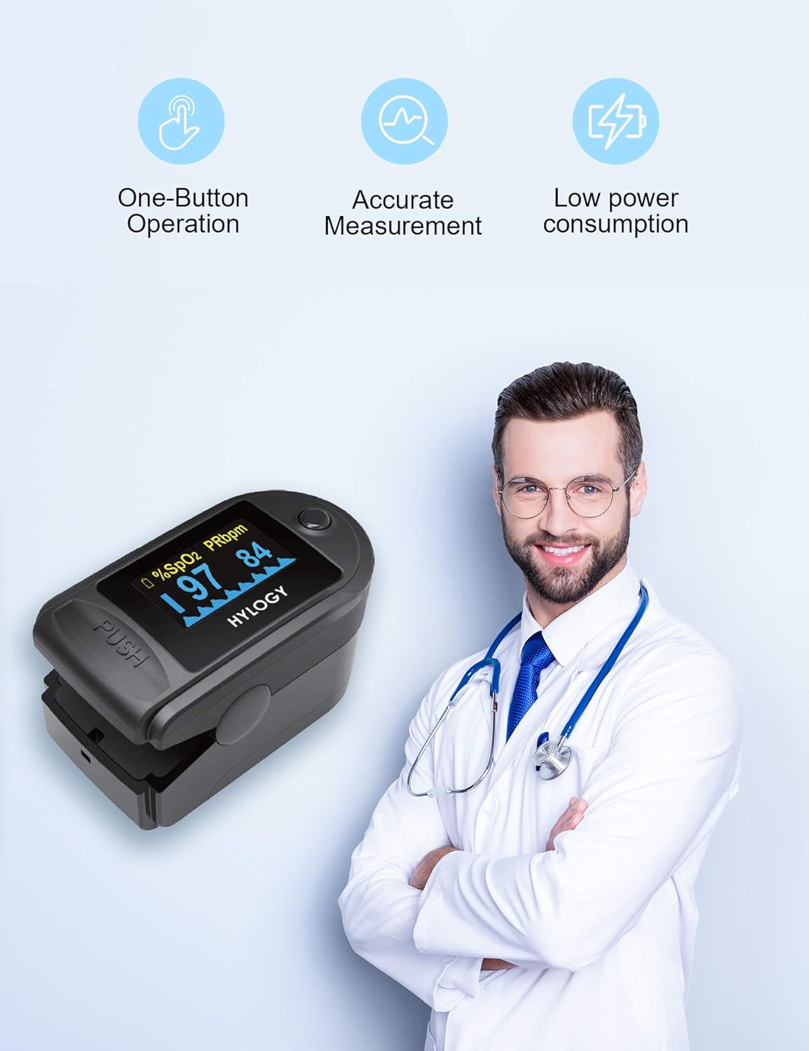 HYLOGY Finger Saturation Sensor Oxygen Pulse Heart Rate Monitor with ...