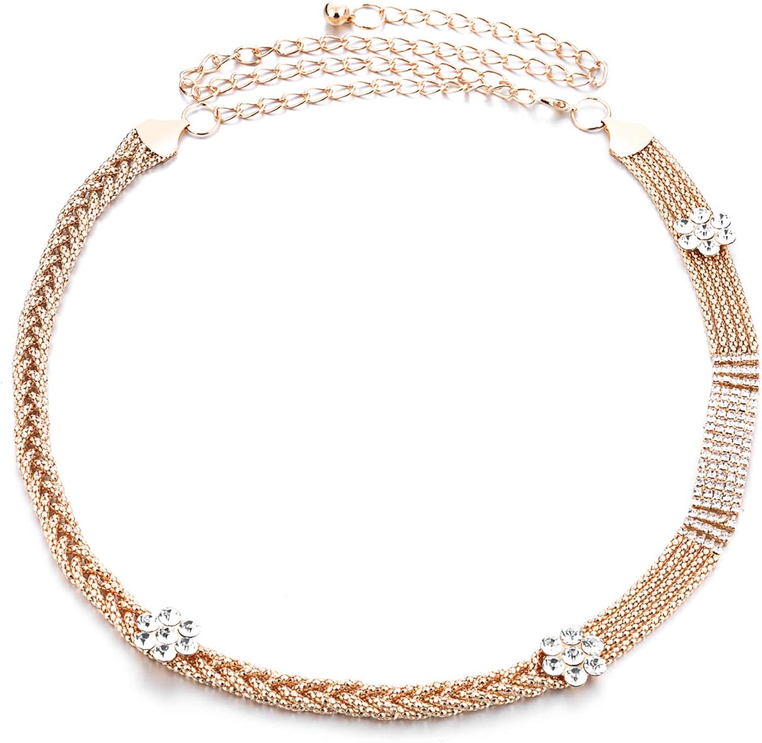 WedDecor Women's Gold Waist Chain Belt with Braided Design and Diamante ...
