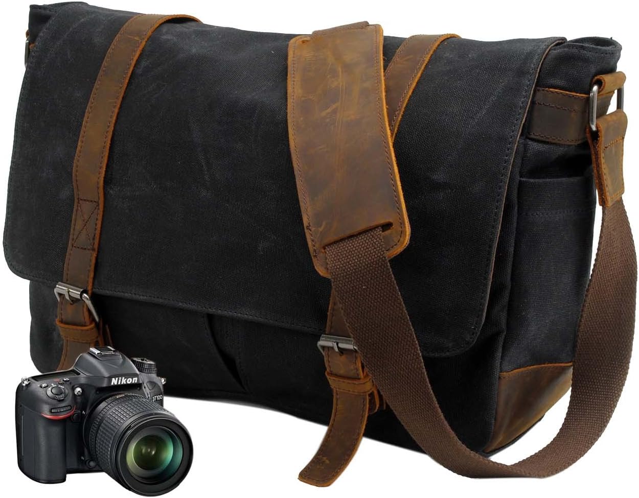 Neumora Waterproof Vintage Canvas Leather DSLR SLR Digital Camera Bag ...