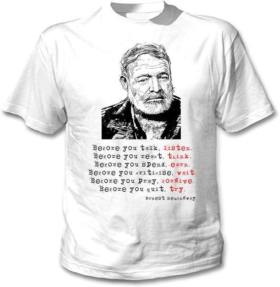 teesquare1st Men's Hemingway White T-Shirt: Amazon.co.uk: Clothing