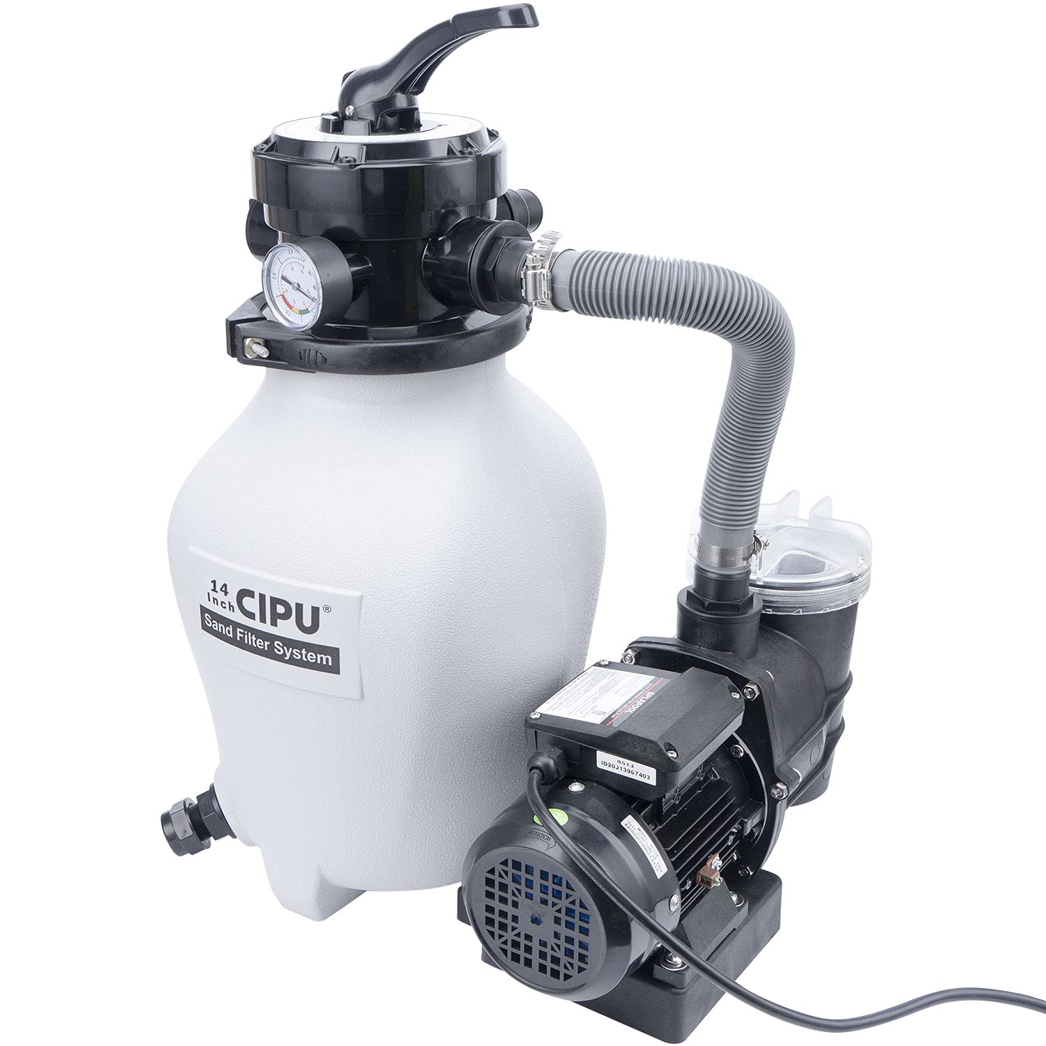 CIPU 14 inch Sand Filter Pump System Handy 4-Way Valve for Above Ground ...