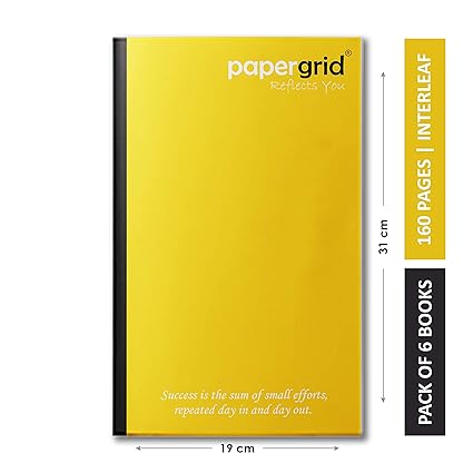 Papergrid Notebook - Long Book (31 cm x 19 cm), Interleaf, 160 Pages ...
