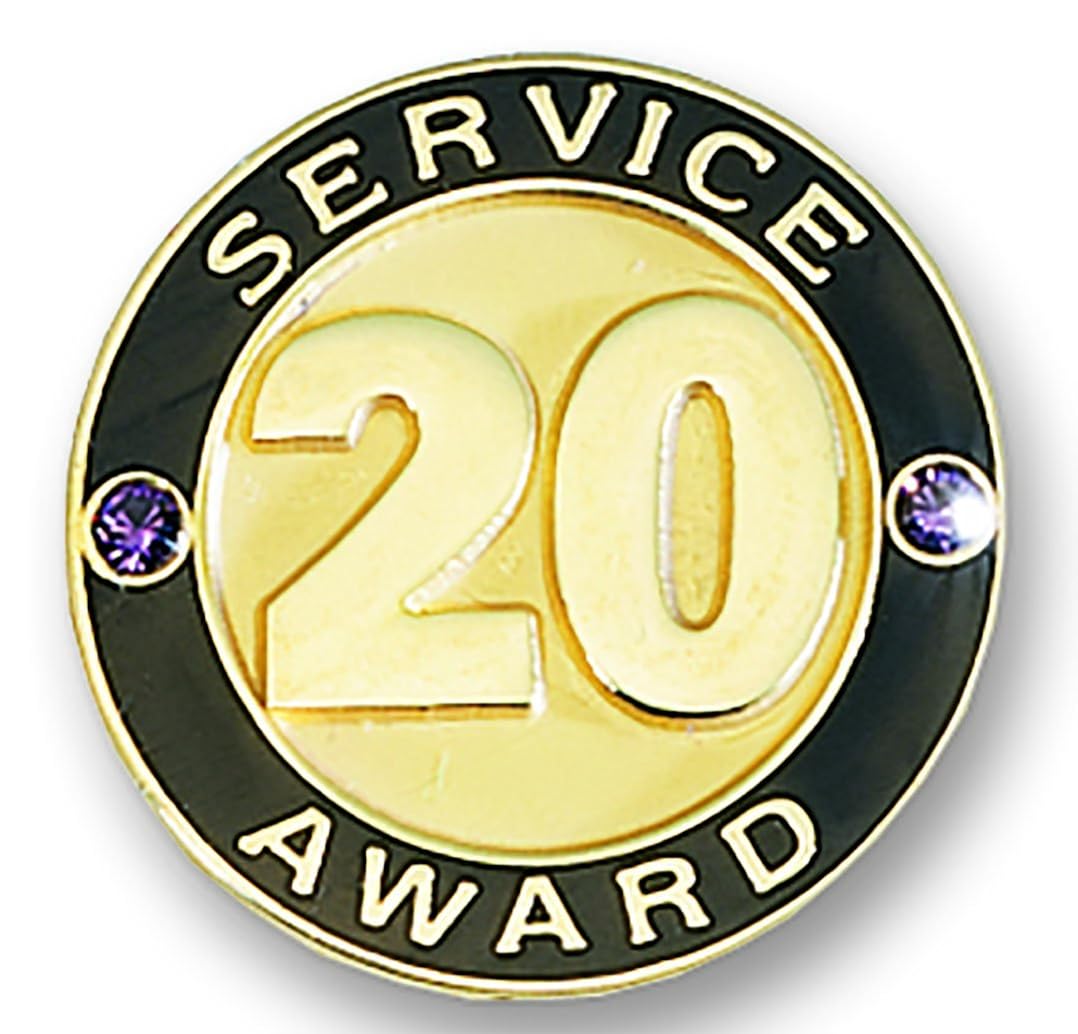 Amazon.com: TCDesignerProducts 20 Year Service Gold Award Pin with ...